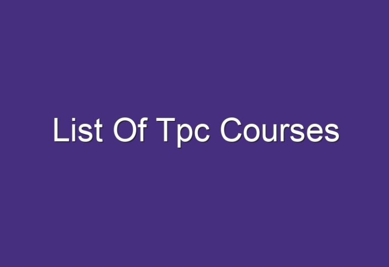 List Of Tpc Courses